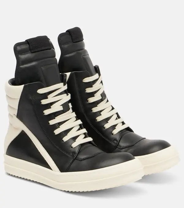 Rick Owens Geobasket Leather Sneakers - Black
