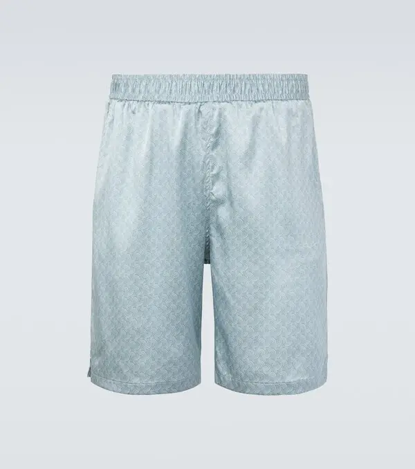 Frescobol Carioca Palma Printed Silk-blend Shorts - Blue
