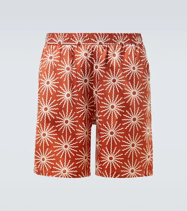 Frescobol Carioca Palma Printed Silk-blend Shorts - Orange