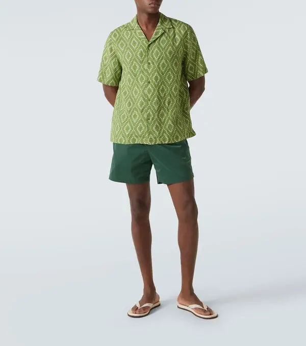 Frescobol Carioca Roberto Printed Linen Bowling Shirt