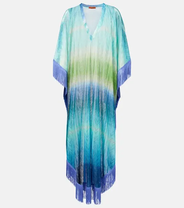 Missoni Zig Zag Fringed Crochet Lamé Kaftan - Multicoloured