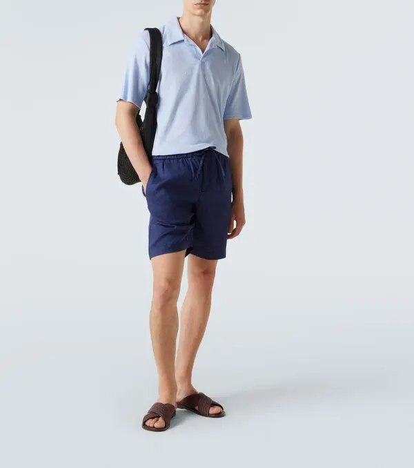 Frescobol Carioca Faustino Cotton-blend Terry Polo Shirt - Blue