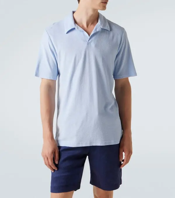 Frescobol Carioca Faustino Cotton-blend Terry Polo Shirt - Blue
