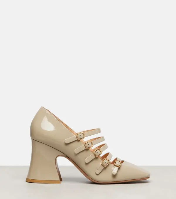 Chloé Janis 80 Patent Leather Mary Jane Pumps - Beige