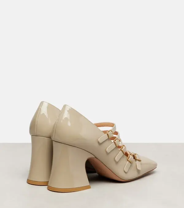Chloé Janis 80 Patent Leather Mary Jane Pumps - Beige