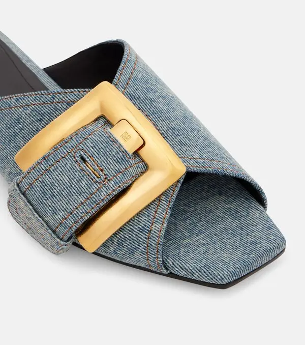 Balmain Anthem Denim Slides - Blue