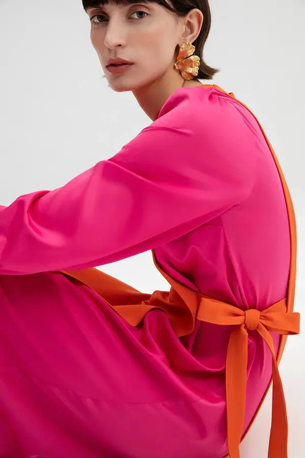 strapless open back dress Sunset Sorbet Tiered Colorblock Dress Multicolor / 10/12