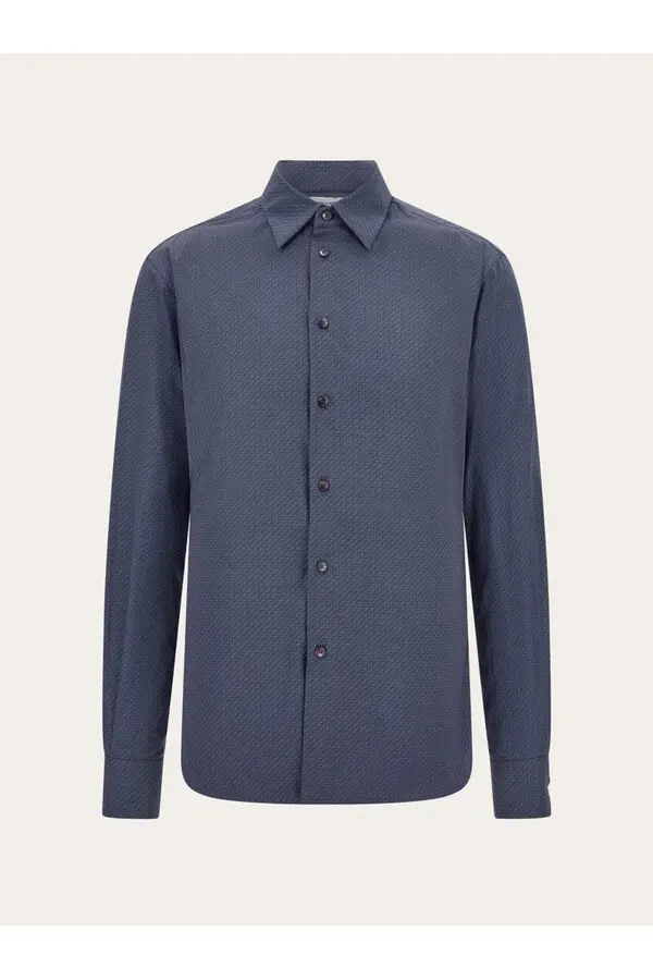 FERRAGAMO Micro-patterned Shirt - Natural