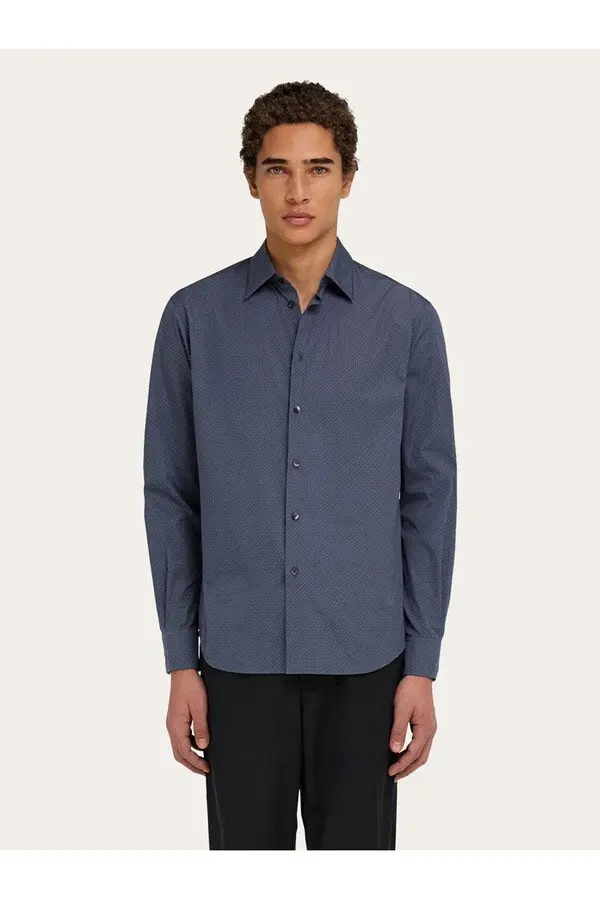 FERRAGAMO Micro-patterned Shirt - Natural