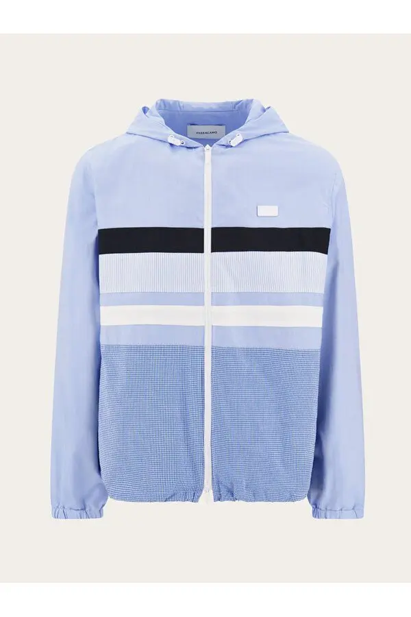 FERRAGAMO Cotton Windbreaker Track Jacket - Blue