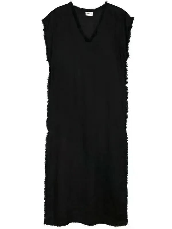 P.a.r.o.s.h Frayed Linen Midi Dress