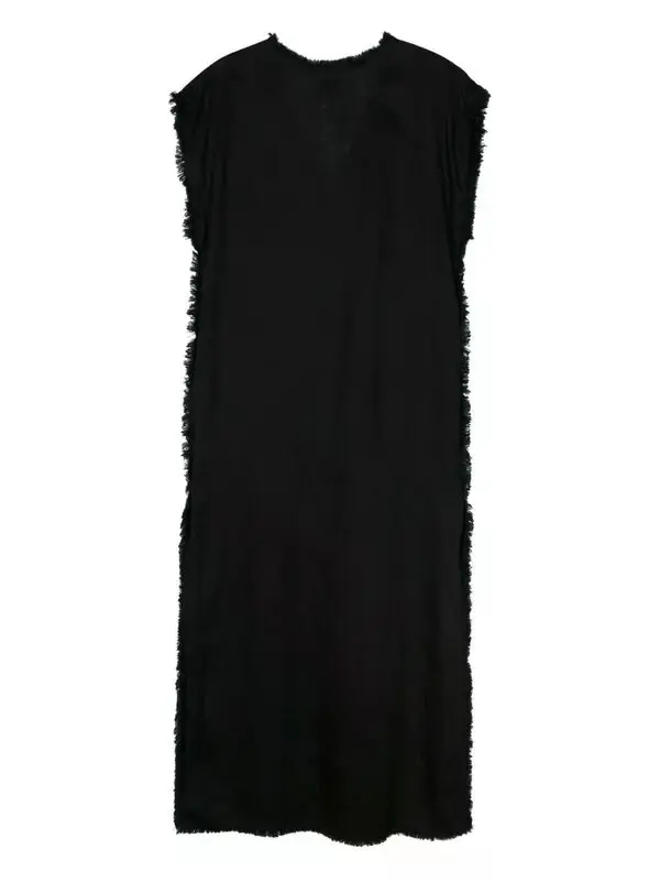P.a.r.o.s.h Frayed Linen Midi Dress
