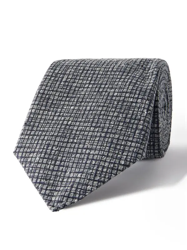 Canali 8cm Checked Silk-jacquard Tie - Gray