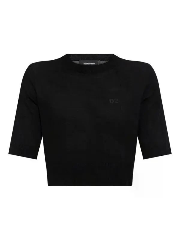 Dsquared2 Logo-embroidered Knit Top - Black