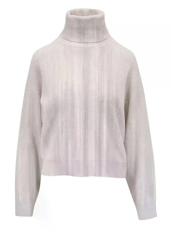 Brunello Cucinelli Turtleneck Ribbed Sweater - Neutrals