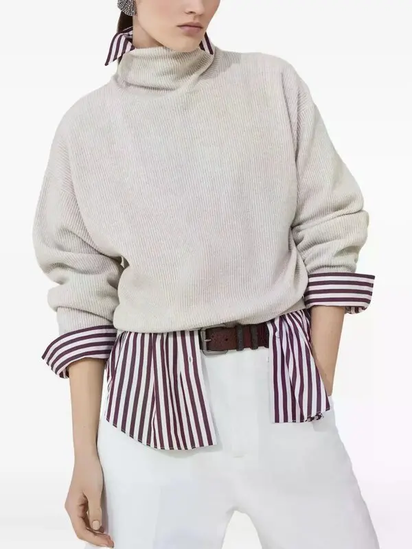Brunello Cucinelli Turtleneck Ribbed Sweater - Neutrals