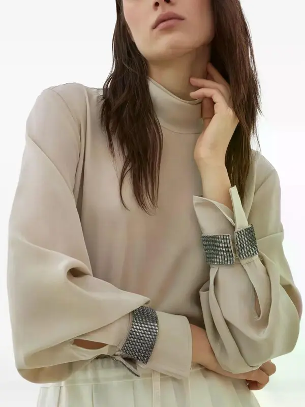 Brunello Cucinelli Crêpe De Chine Blouse - Neutrals