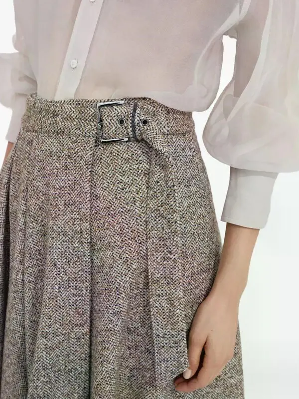 Brunello Cucinelli Pleated Skirt With Belt