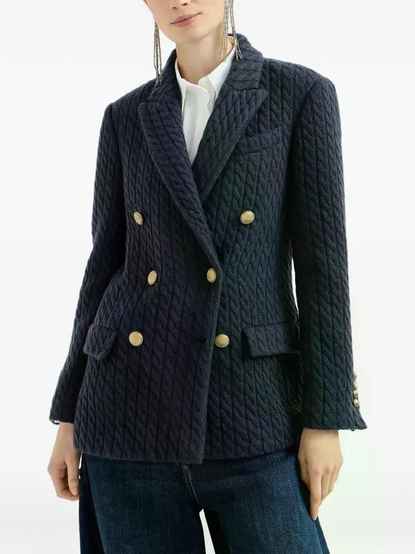 Brunello Cucinelli Double-breasted Textured Blazer - Blue