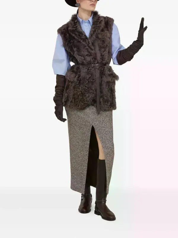 Brunello Cucinelli Shearling Belted Vest