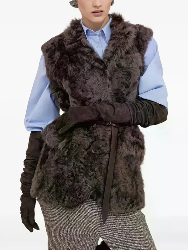 Brunello Cucinelli Shearling Belted Vest