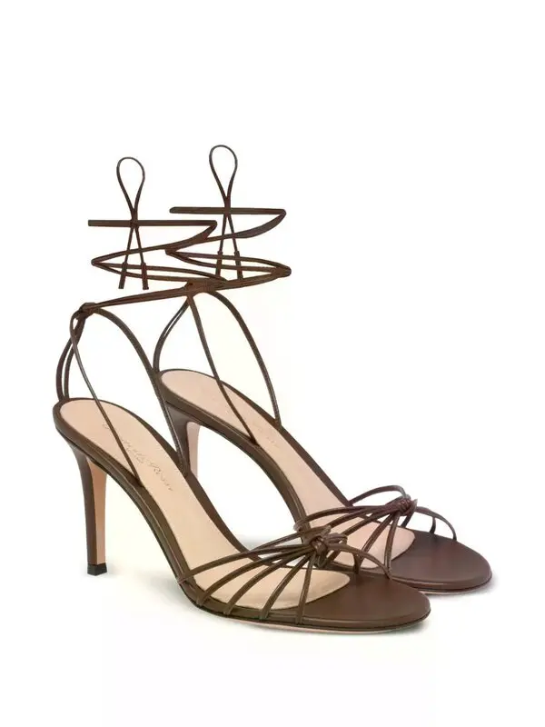 GIANVITO ROSSI Lace-up Leather Sandals - Brown