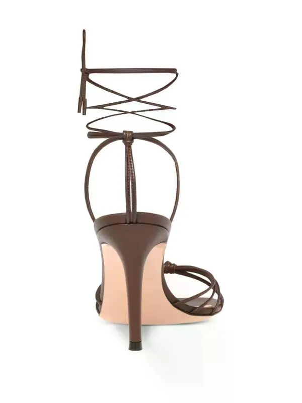GIANVITO ROSSI Lace-up Leather Sandals - Brown