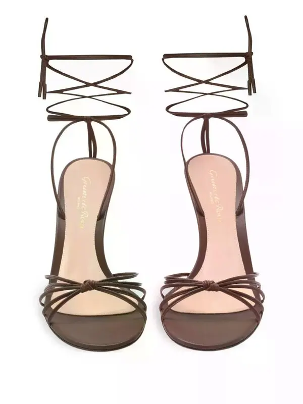 GIANVITO ROSSI Lace-up Leather Sandals - Brown