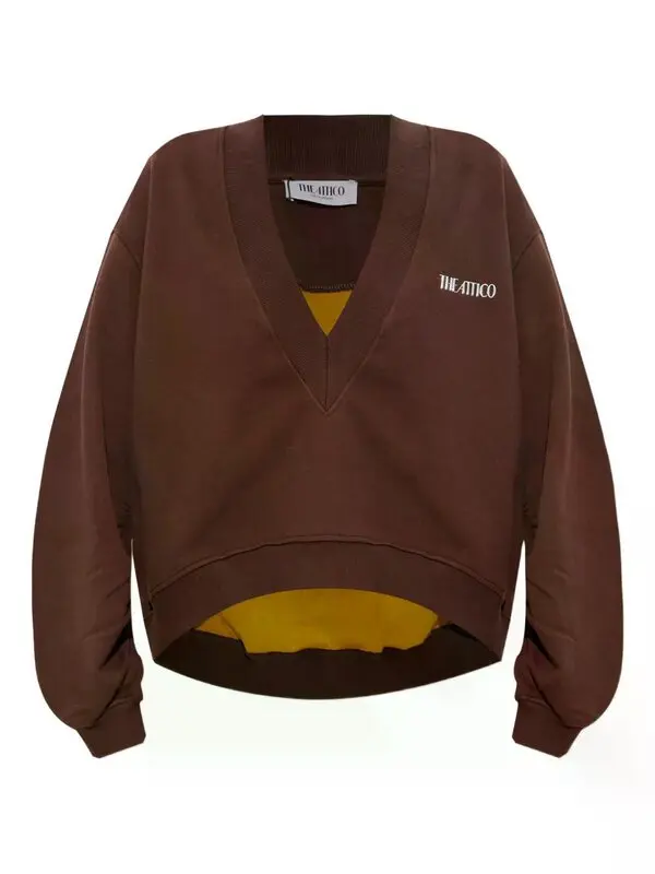 Attico V-neck Sweatshirt - Brown