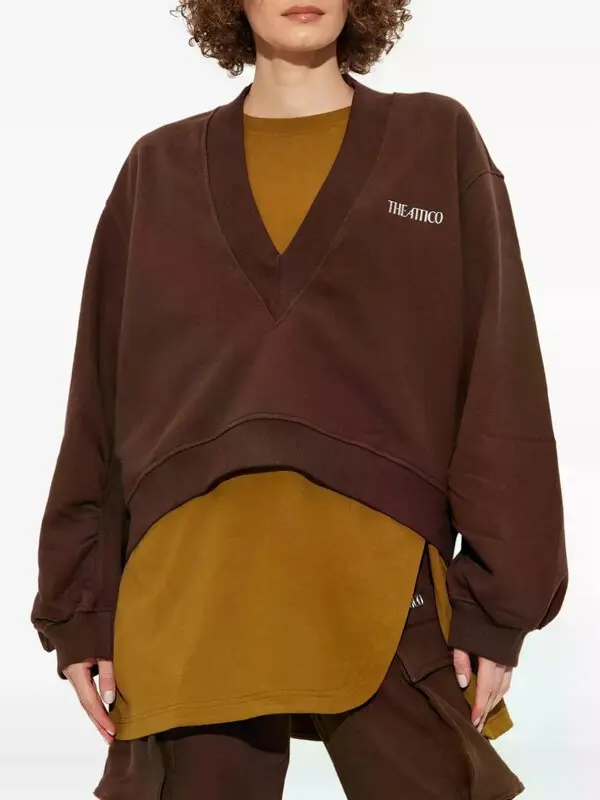 Attico V-neck Sweatshirt - Brown