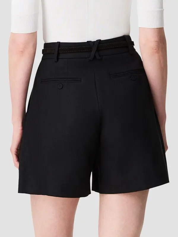 Another Tomorrow Pleated Shorts - Black