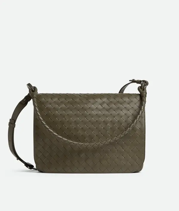 Bottega Veneta Small Intrecciato Leather Messenger Bag - Cypress