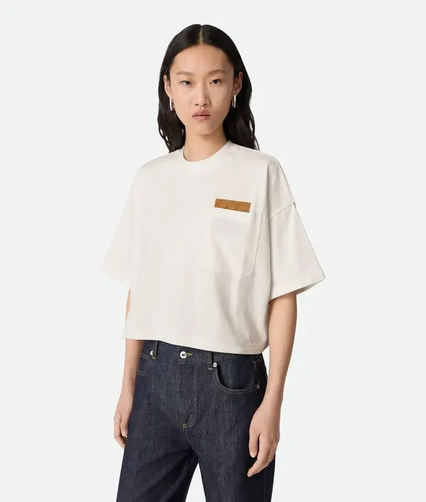 Bottega Veneta Cotton Jersey Cropped T-shirt - Chalk