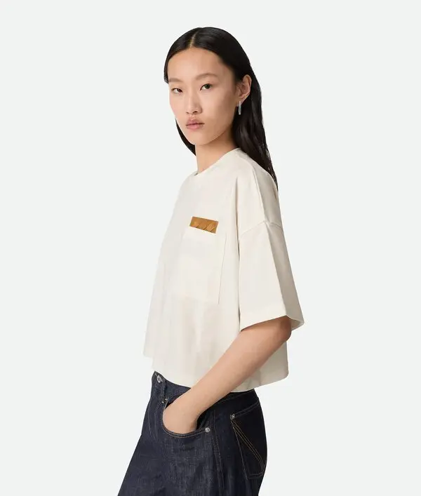 Bottega Veneta Cotton Jersey Cropped T-shirt - Chalk