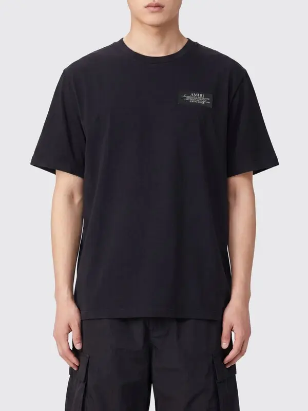 Amiri Crewneck Pure Cotton T-shirt With Contrasting Logo - Black