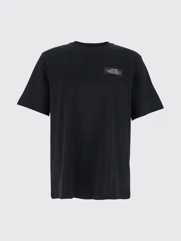 Amiri Crewneck Pure Cotton T-shirt With Contrasting Logo - Black