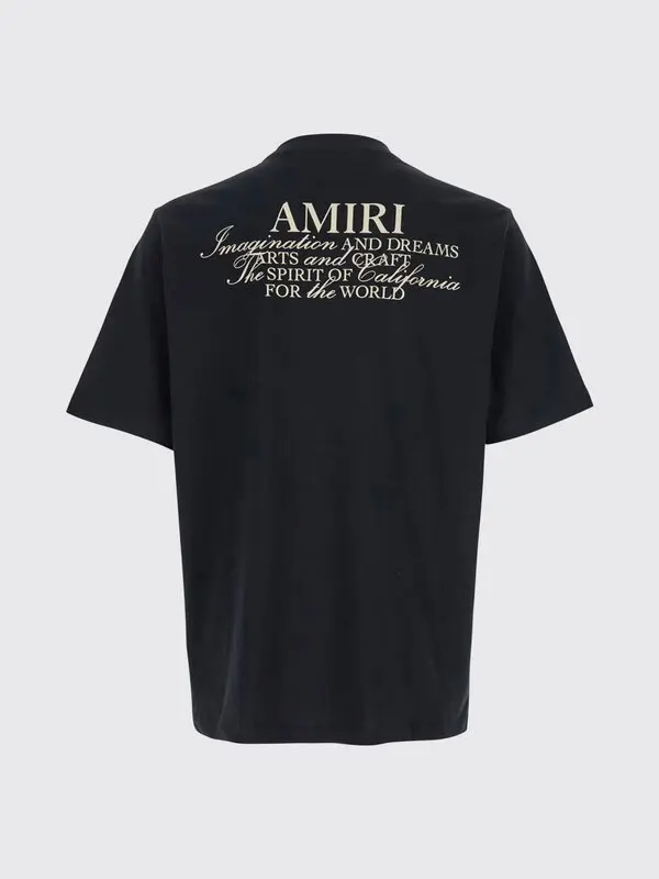 Amiri Crewneck Pure Cotton T-shirt With Contrasting Logo - Black