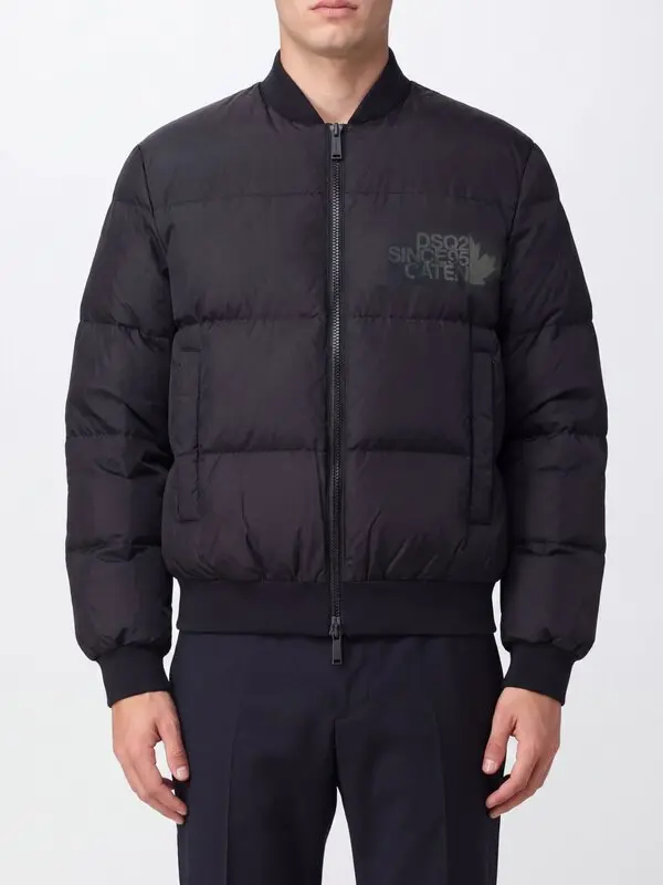 Dsquared2 Quilted Nylon Bomber Jacket With Ribbed Collar