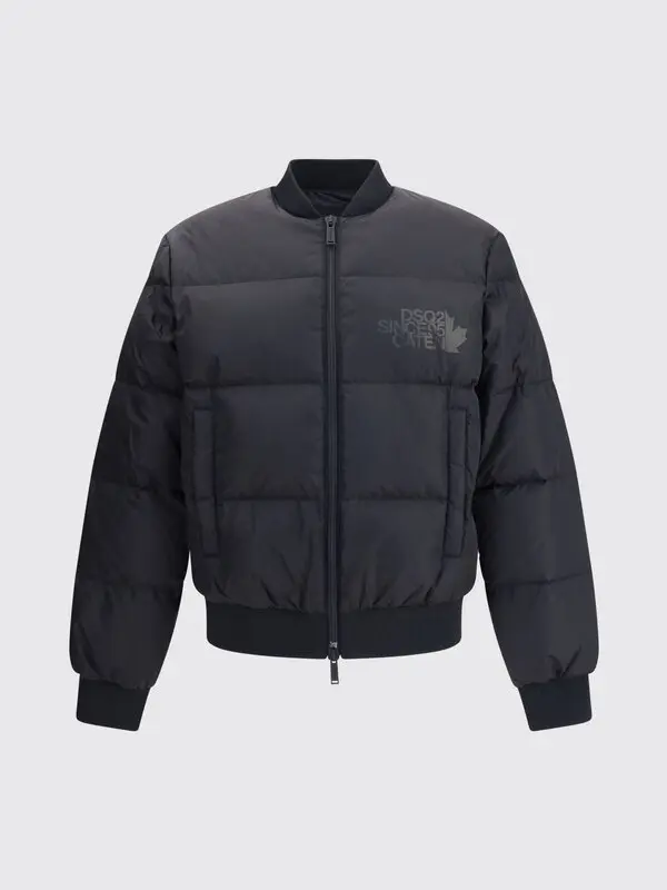 Dsquared2 Quilted Nylon Bomber Jacket With Ribbed Collar