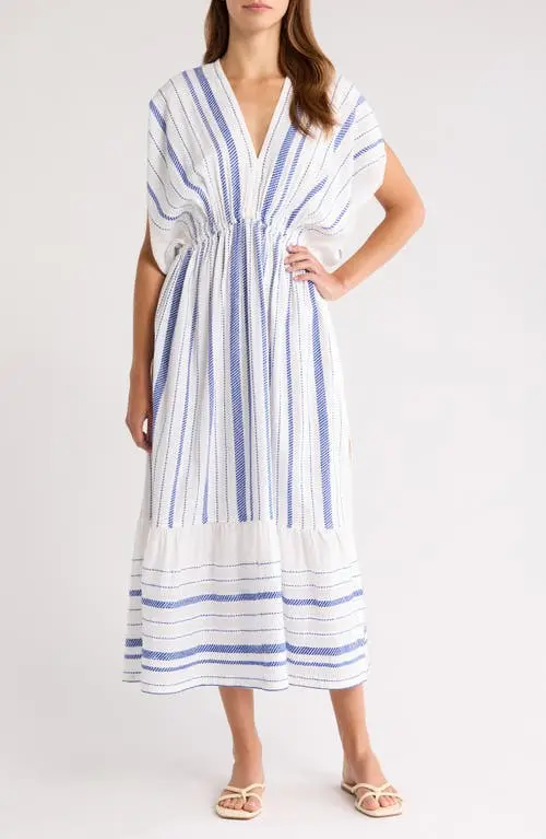 LEMLEM Leila Embroidered Cotton Blend Cover-up Sundress - Tiki Azure