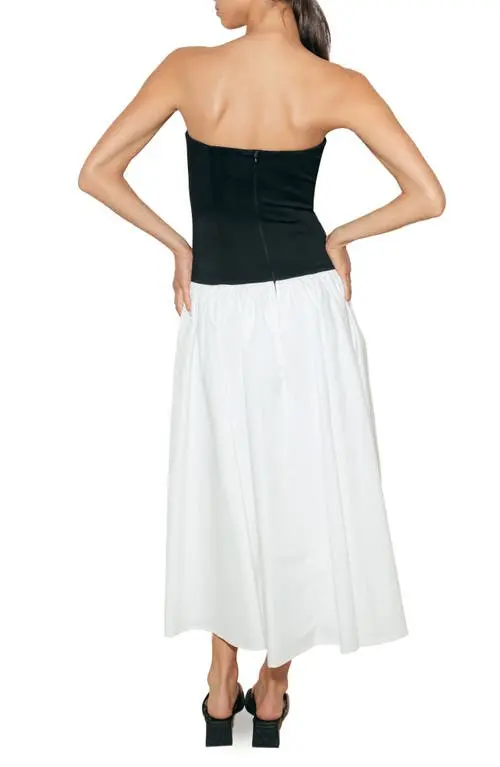 FREEMARKET Mixed Media Strapless Dress