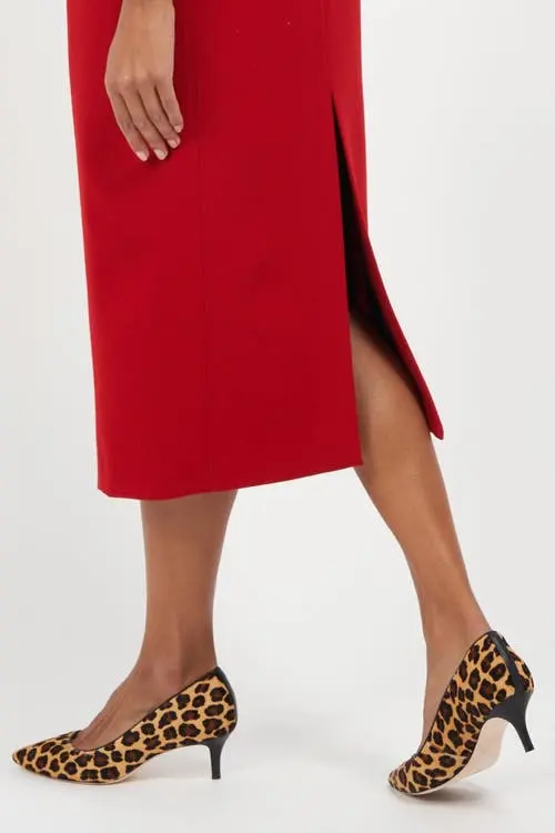 JOAN OLOFF SHOES Callie Pump With Kitten Heel - Leopard