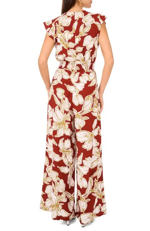 Vince Camuto Floral Flutter-sleeve Jumpsuit