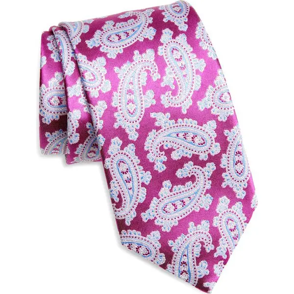 David Donahue Paisley Silk Necktie - Berry