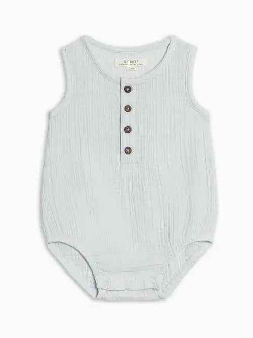 KENDI BY COLORED ORGANICS Bowie Muslin Bubble Romper - Powder