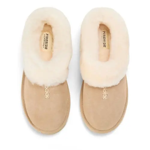 DEARFOAMS Fireside Adelaide Shearling Clog Slipper - Sand