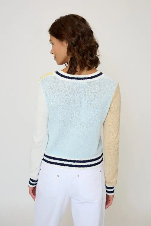 Central Park West Daphne Varsity Stripe Cardigan