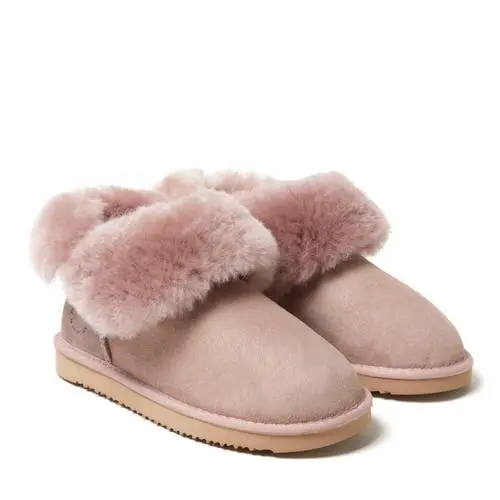 DEARFOAMS Fireside Perth Genuine Shearling Foldover Boots - Dusty Pink