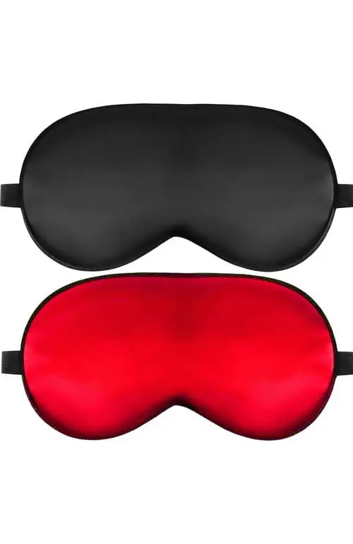 SILKSILKY 2 Pcs Silk Elastic Band Sleep Eye Mask Set - Black/red