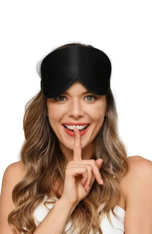 SILKSILKY 2 Pcs Silk Elastic Band Sleep Eye Mask Set - Black/red